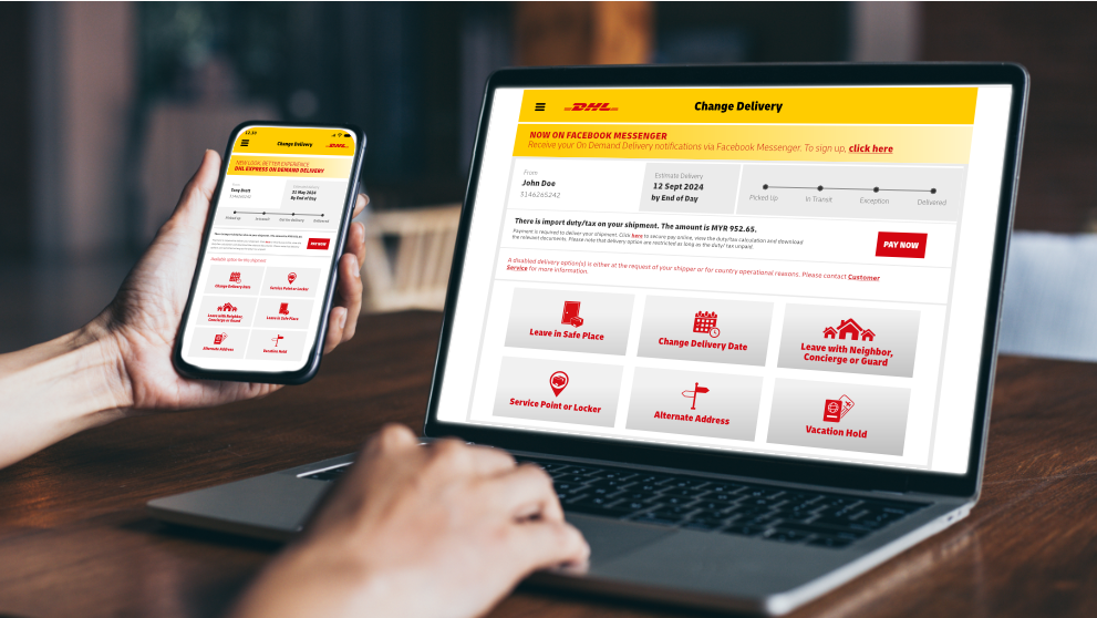 DHL Express Delivery Modification Tool: On-Demand Delivery | DHL Malaysia